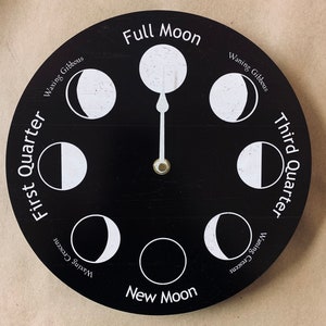 Black Moon Phase Clock- Lunar Phase Clock- Black and White Moon Clock ...