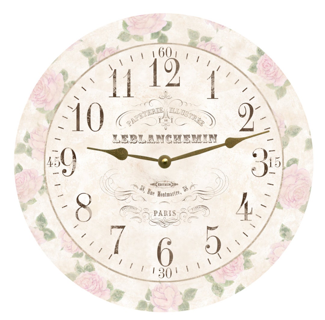 French Clock- French Paper Clock- Rose Clock- French Rose Clock - Etsy