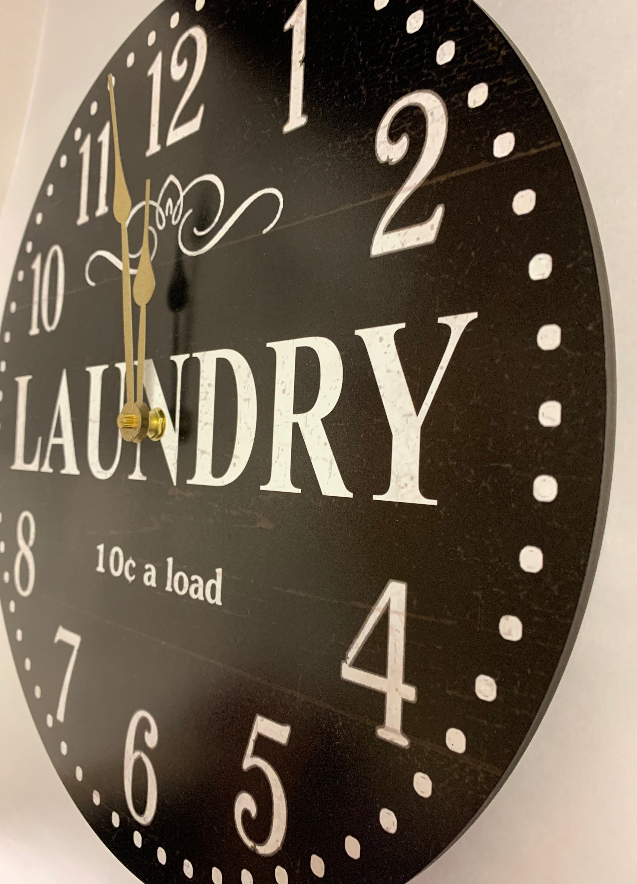 Laundry Room Wall Clock- Black Laundry Room Clock - Etsy