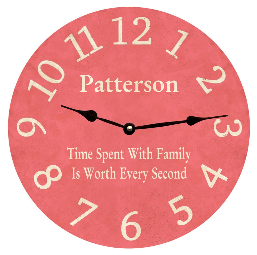 Colorful Family Clock Coral Clock Personalized Wall Clock - Etsy