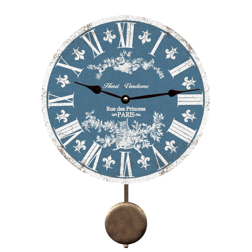 French Clock Light Blue Toile Paris Clock | Etsy