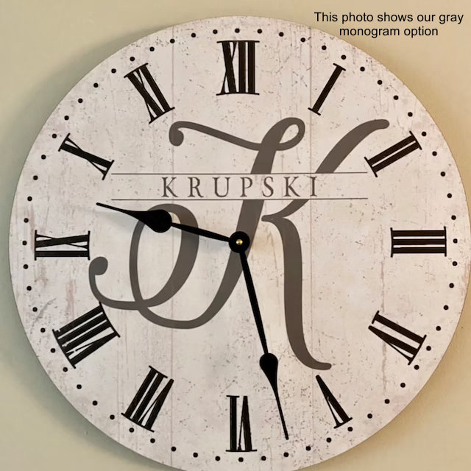 Monogram Clock Personalized Monogram Clock White Monogram - Etsy