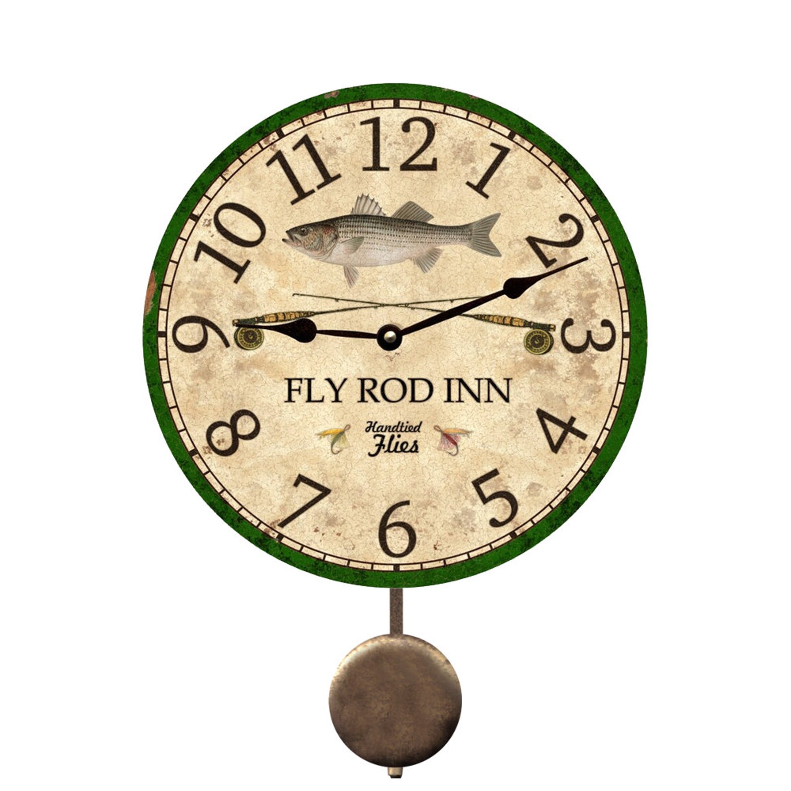 Bass Clock- Fly Rod Inn Fishing Clock - Etsy