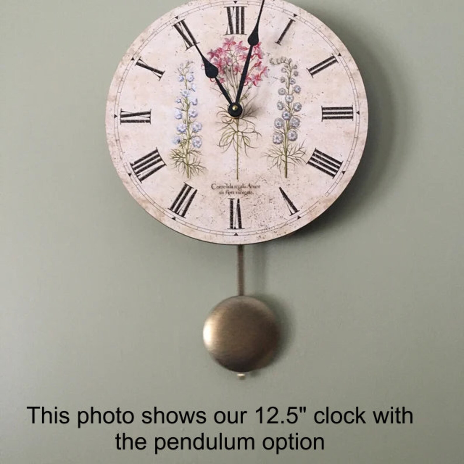 Three Flower Wall Clock Wildflower Clock - Etsy