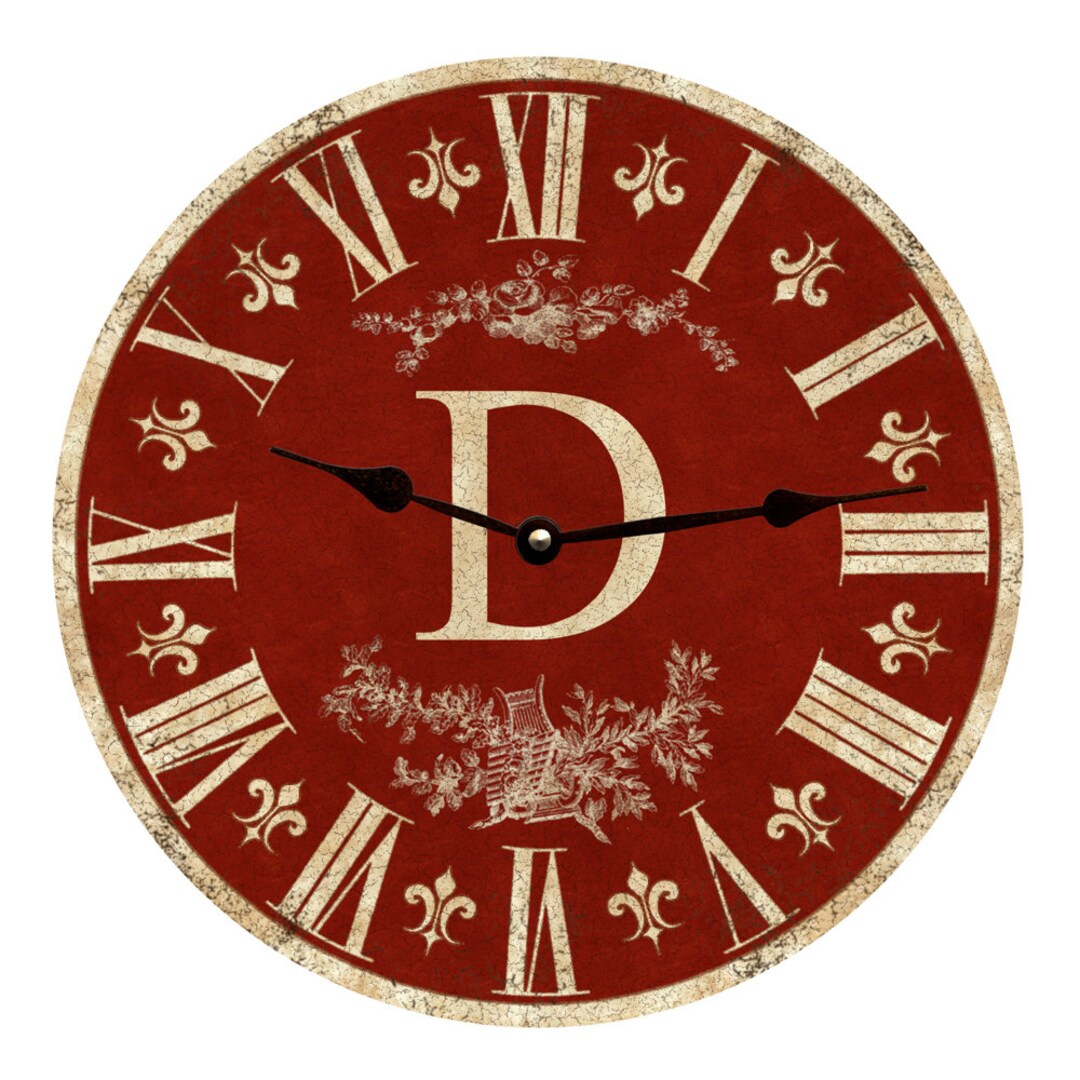 Red Monogram Clock- Personalized Red Clock- Monogram Clock - Etsy