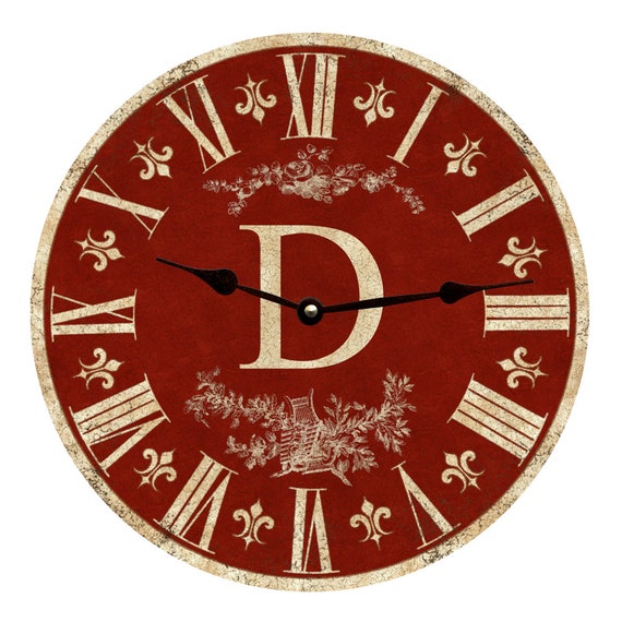 Red Monogram Clock Personalized Red Clock Monogram Clock - Etsy