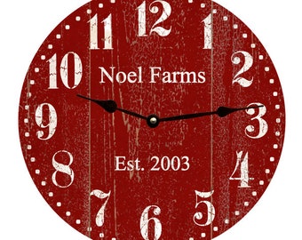 Red Wall Clock - Etsy