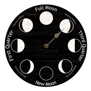 Black Moon Phase Clock- Lunar Phase Clock- Black and White Moon Clock ...