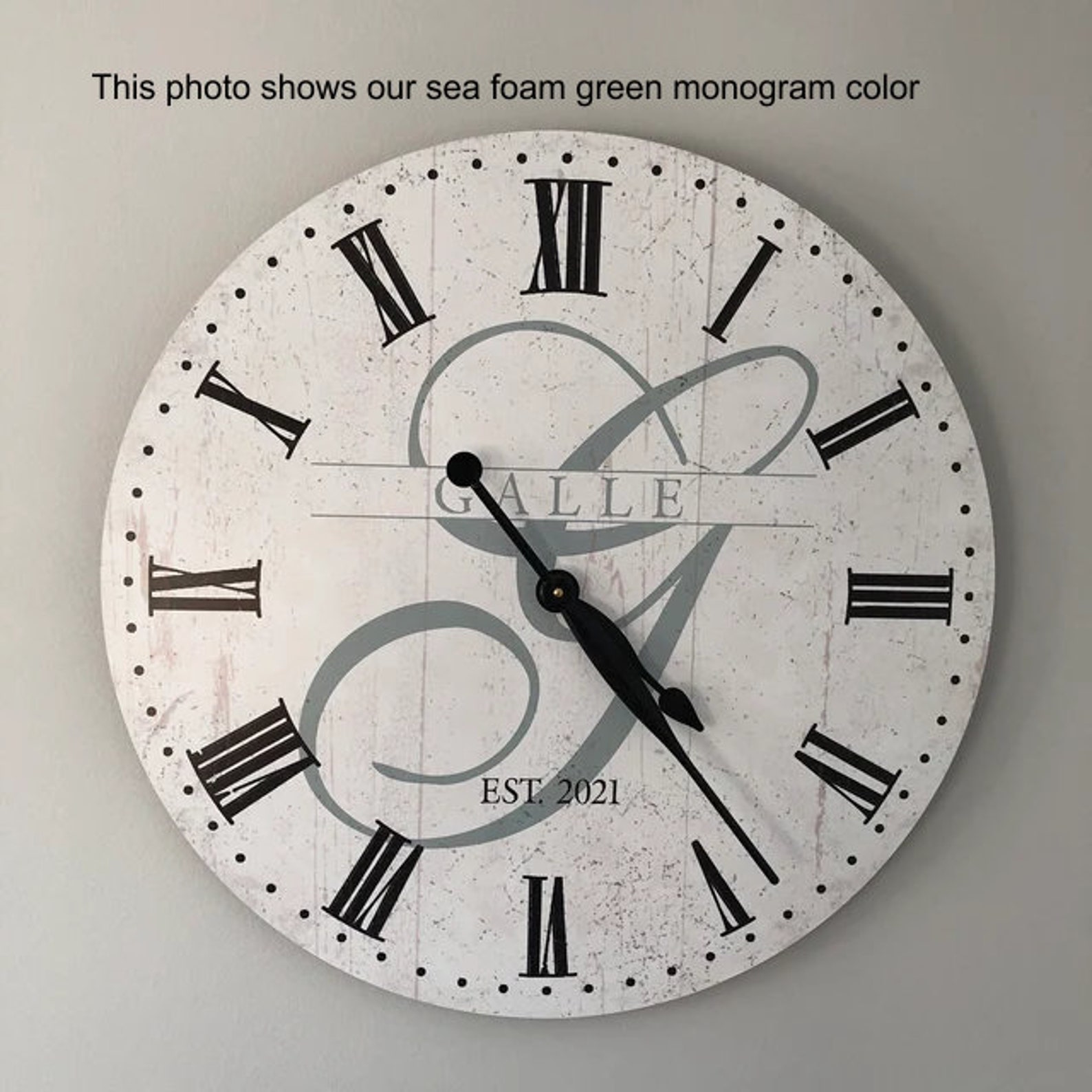 Monogram Clock Personalized Monogram Clock White Monogram Clock - Etsy