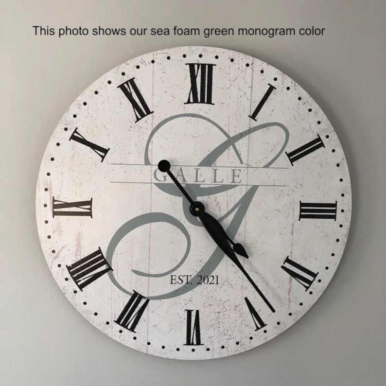 Monogram Clock Personalized Monogram Clock White Monogram - Etsy