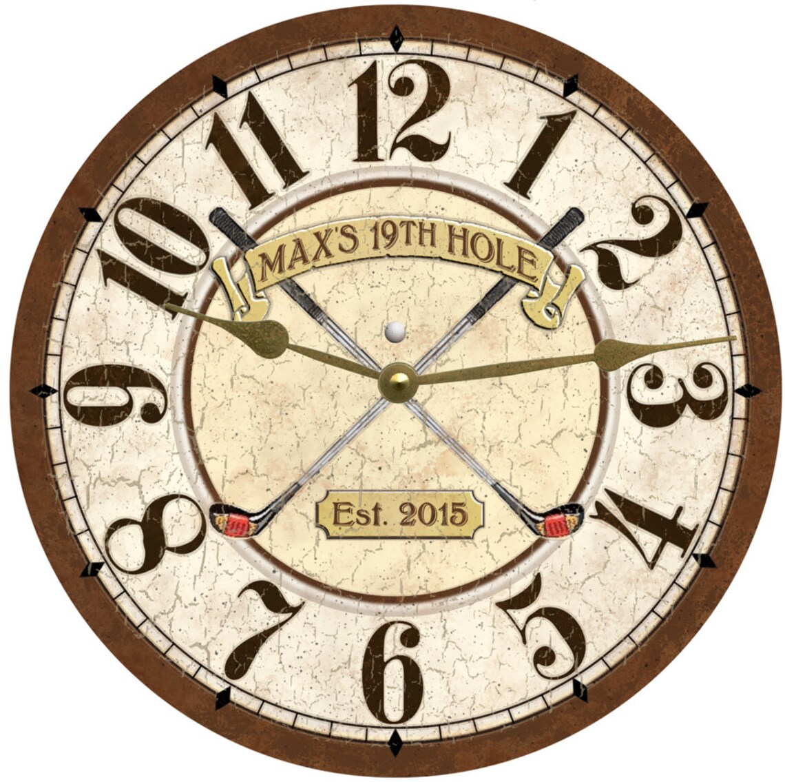Brown Golf Clock- Personalized Golf Clock - Etsy
