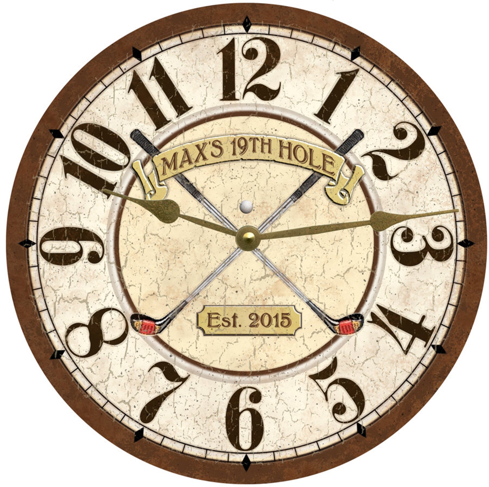 Brown Golf Clock- Personalized Golf Clock - Etsy