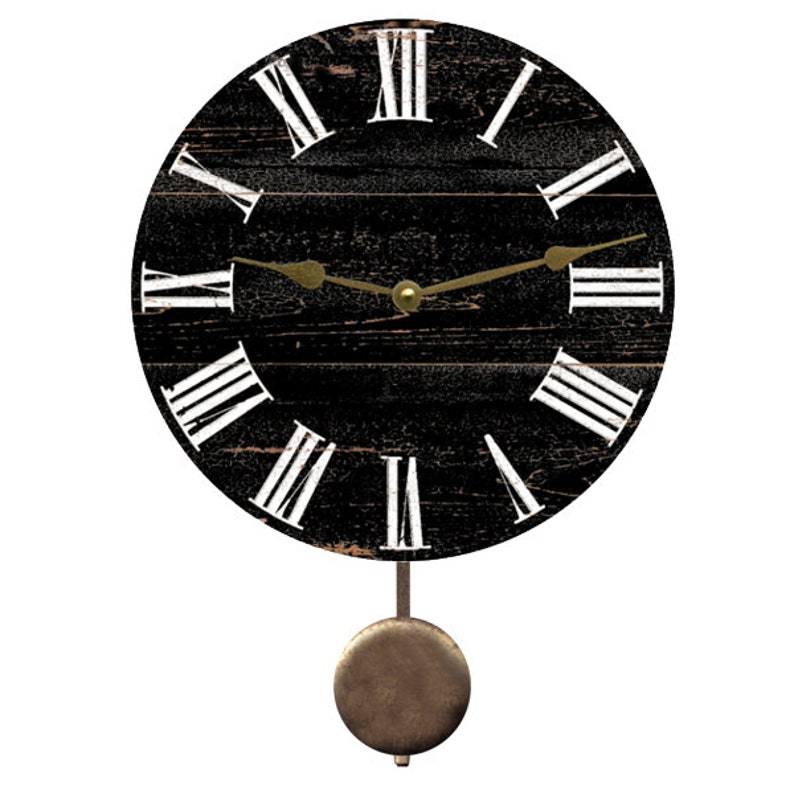 Black Wall Clock - Etsy