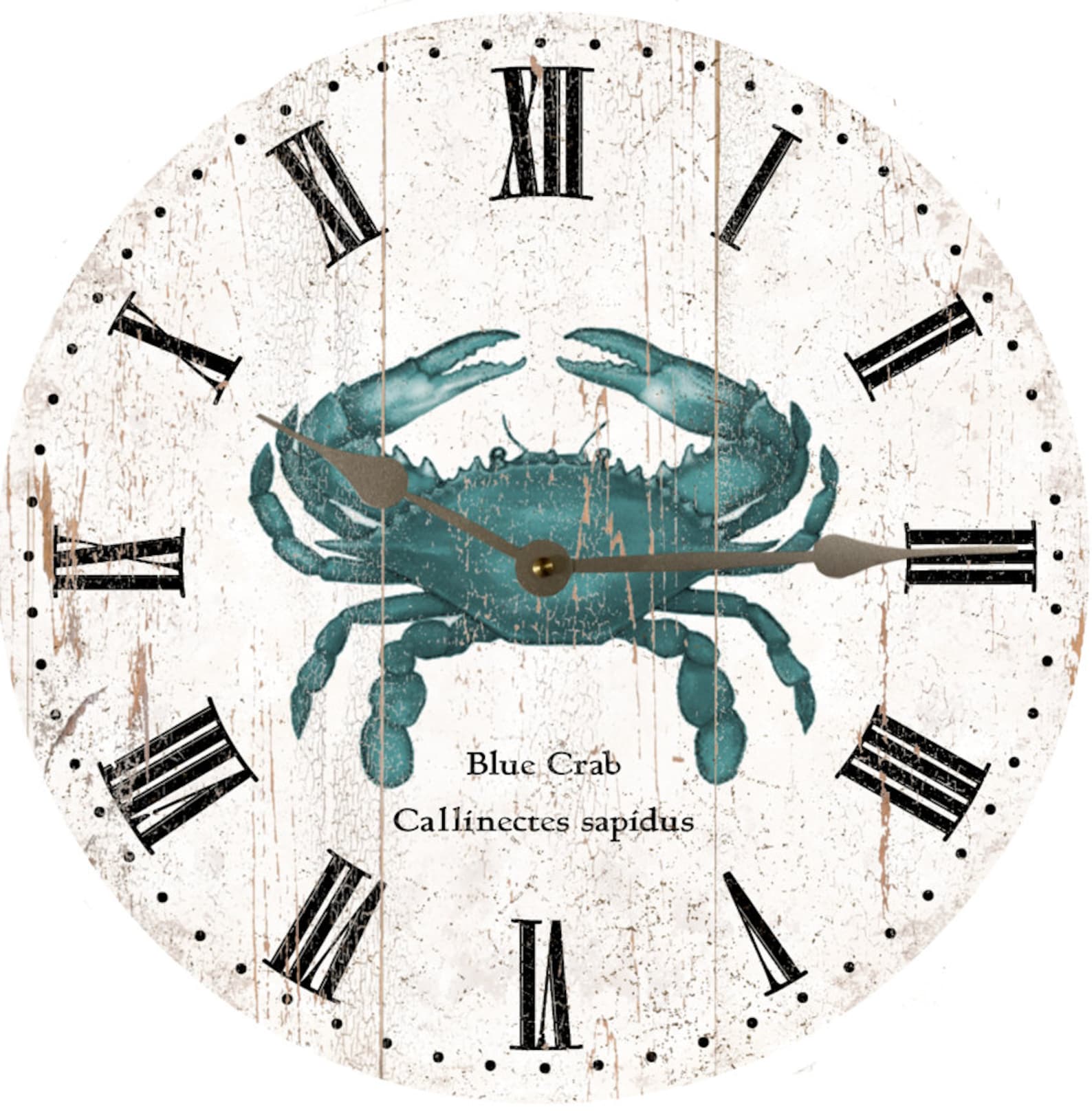 Blue Crab Wall Clock- Rustic Crab Clock - Etsy