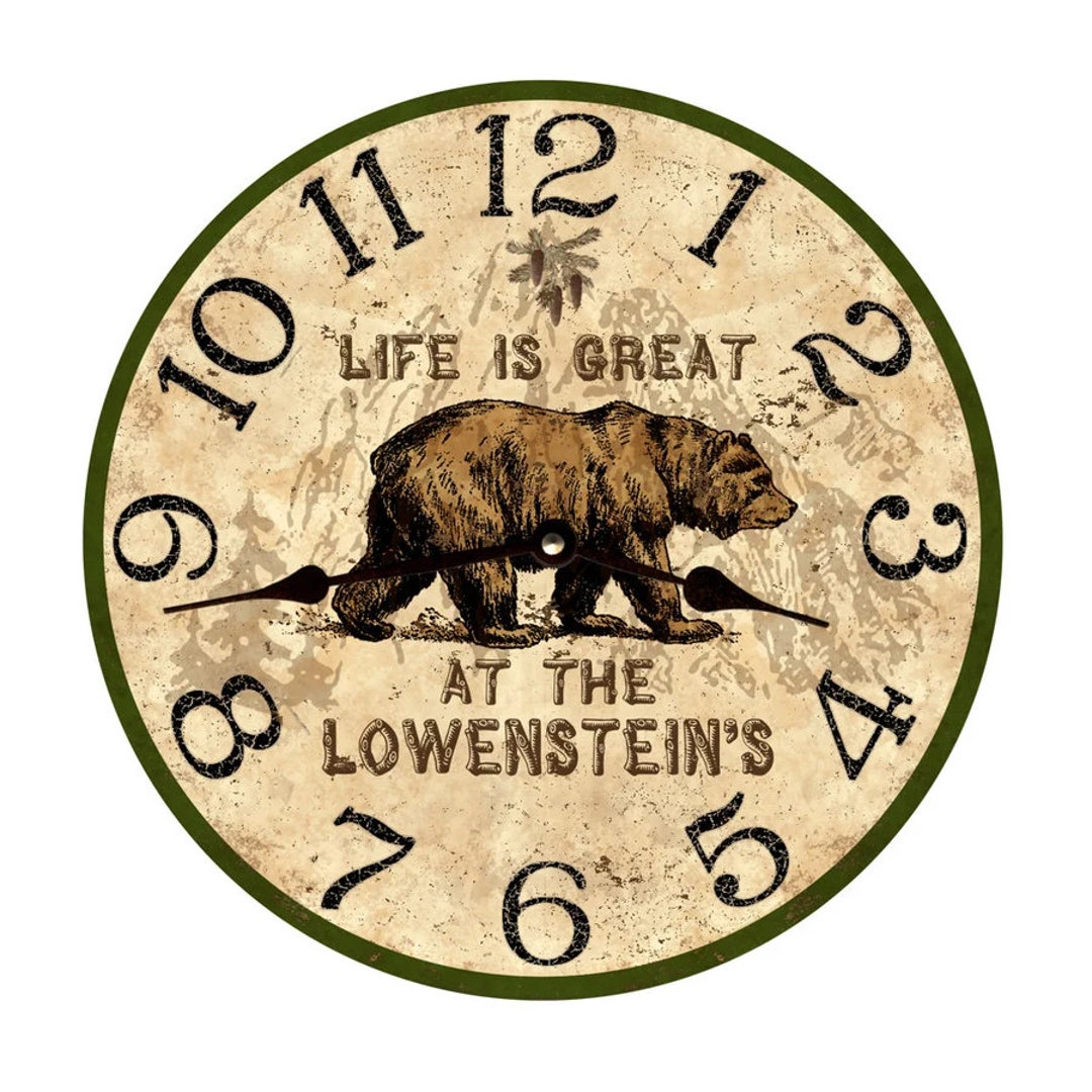 Bear Clock- Personalized Bear Clock- Lodge Clock - Etsy