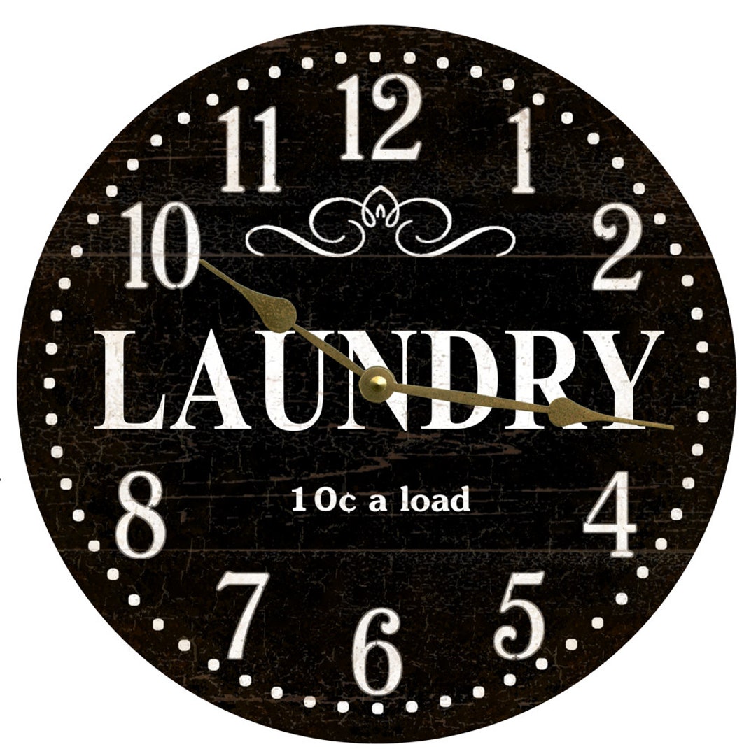 Laundry Room Wall Clock- Black Laundry Room Clock - Etsy