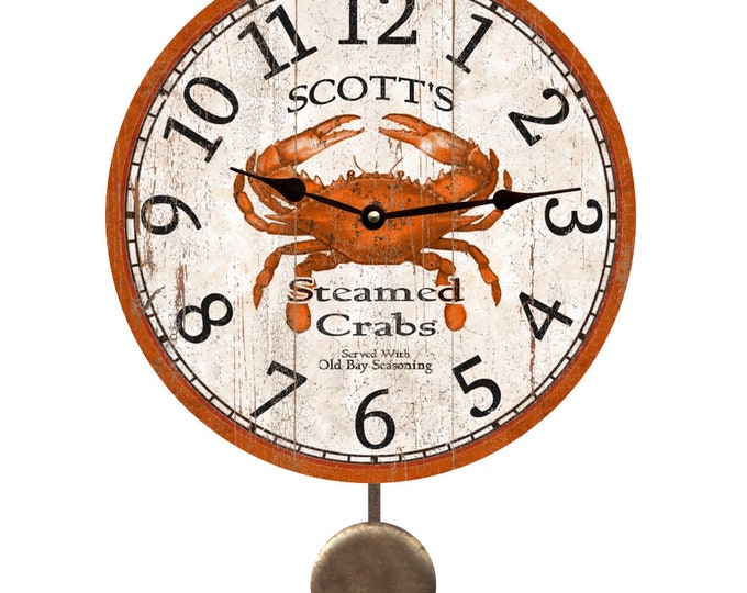 Personalized Crab Clock With Pendulum Crab Clock - Etsy