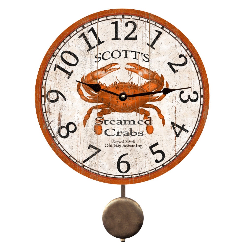 Personalized Crab Clock With Pendulum- Crab Clock - Etsy