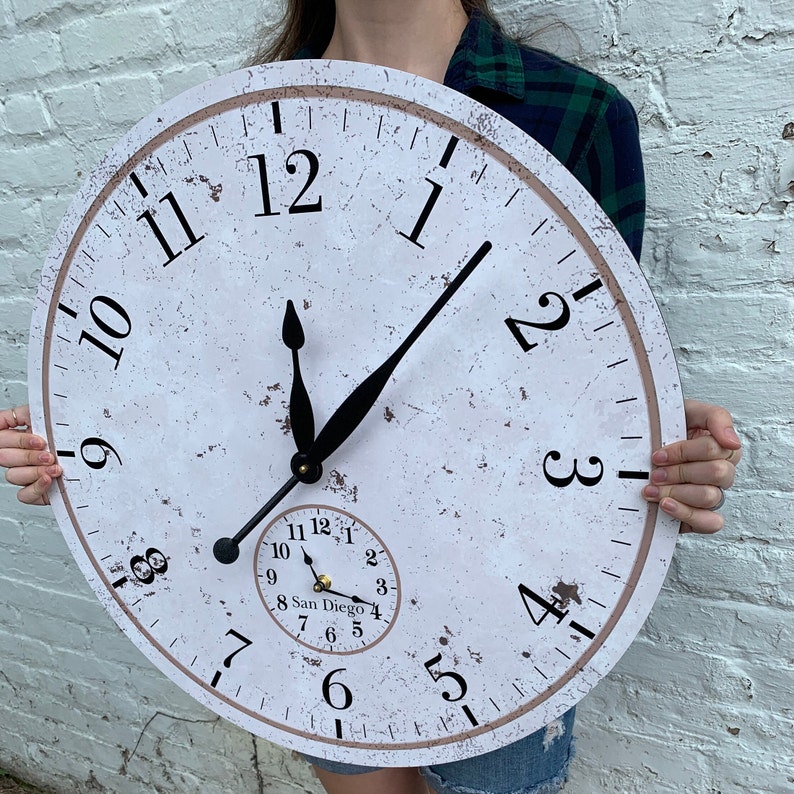 Time Zone Clock Two Time Zones Clock 23 Clock - Etsy