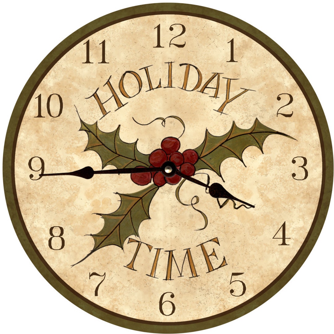 Holiday Time Clock- Mistletoe Clock - Etsy