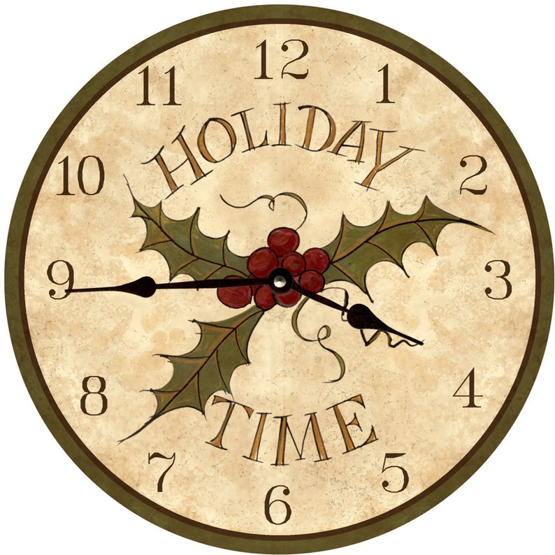 Holiday Time Clock Mistletoe Clock - Etsy