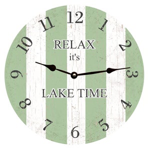 Striped Sage Clock- Elegant Green Wall Clock With Modern Design ...