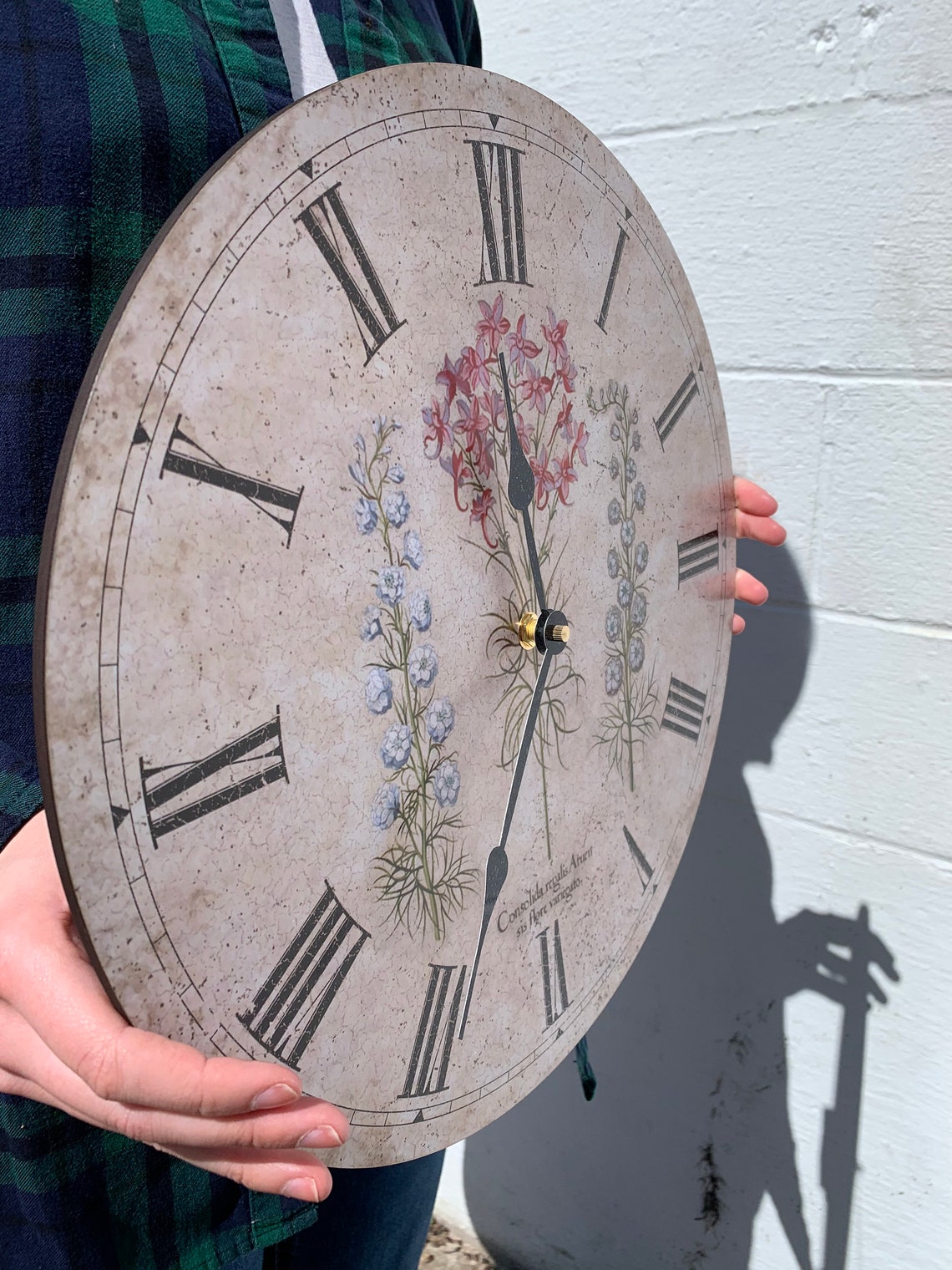 Three Flower Wall Clock Wildflower Clock - Etsy