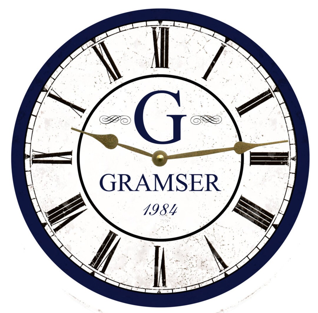 Blue Monogram Clock Navy Blue Clock - Etsy