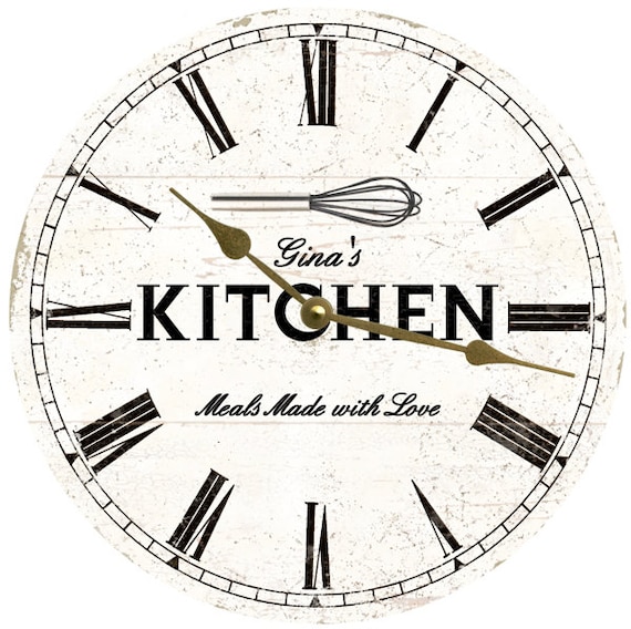 Personalized Kitchen Wall Clock White Rustic Kitchen Clock | Etsy