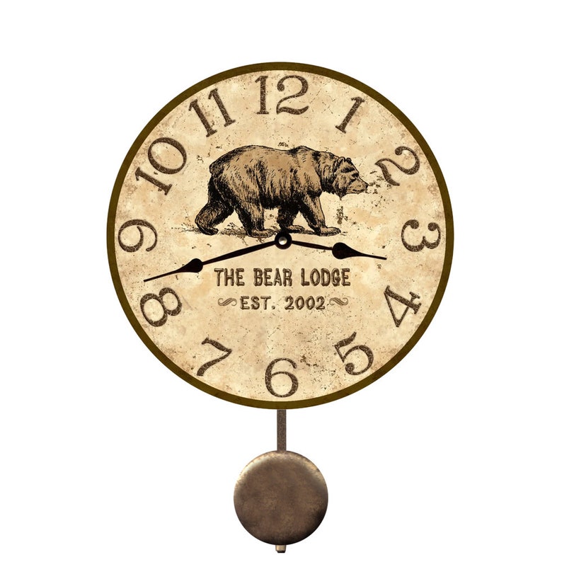 Bear Lodge Clock- Personalized Bear Clock - Etsy