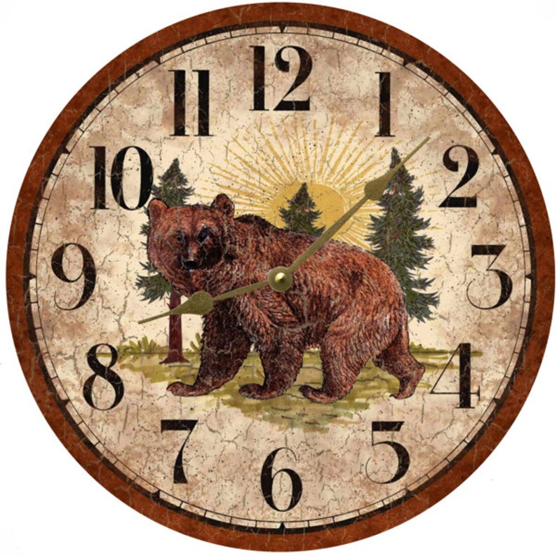 Rustic Bear Clock - Etsy