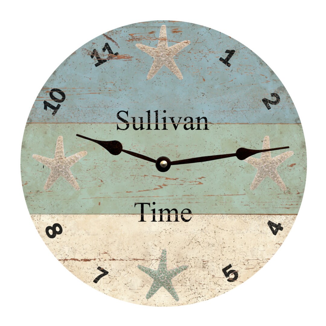 Personalized Starfish Beach Time Clock Personalized Starfish Clock - Etsy