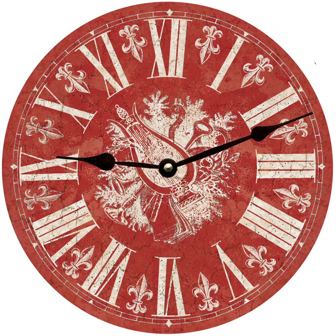 French Fleur-de-lis Clock- Brick Red Clock - Etsy