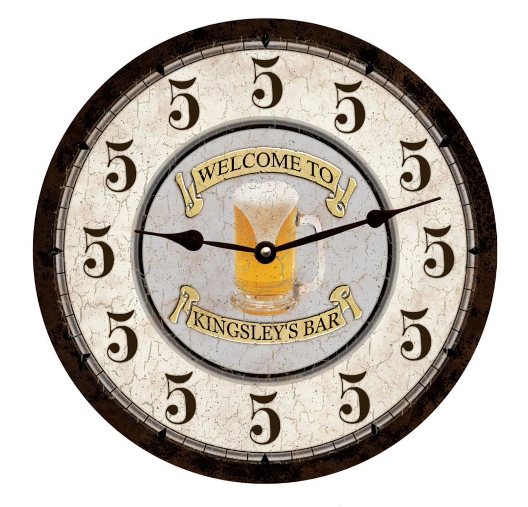 Beer Thirty Clock- Personalized Bar Clock- Five O'clock Somewhere ...