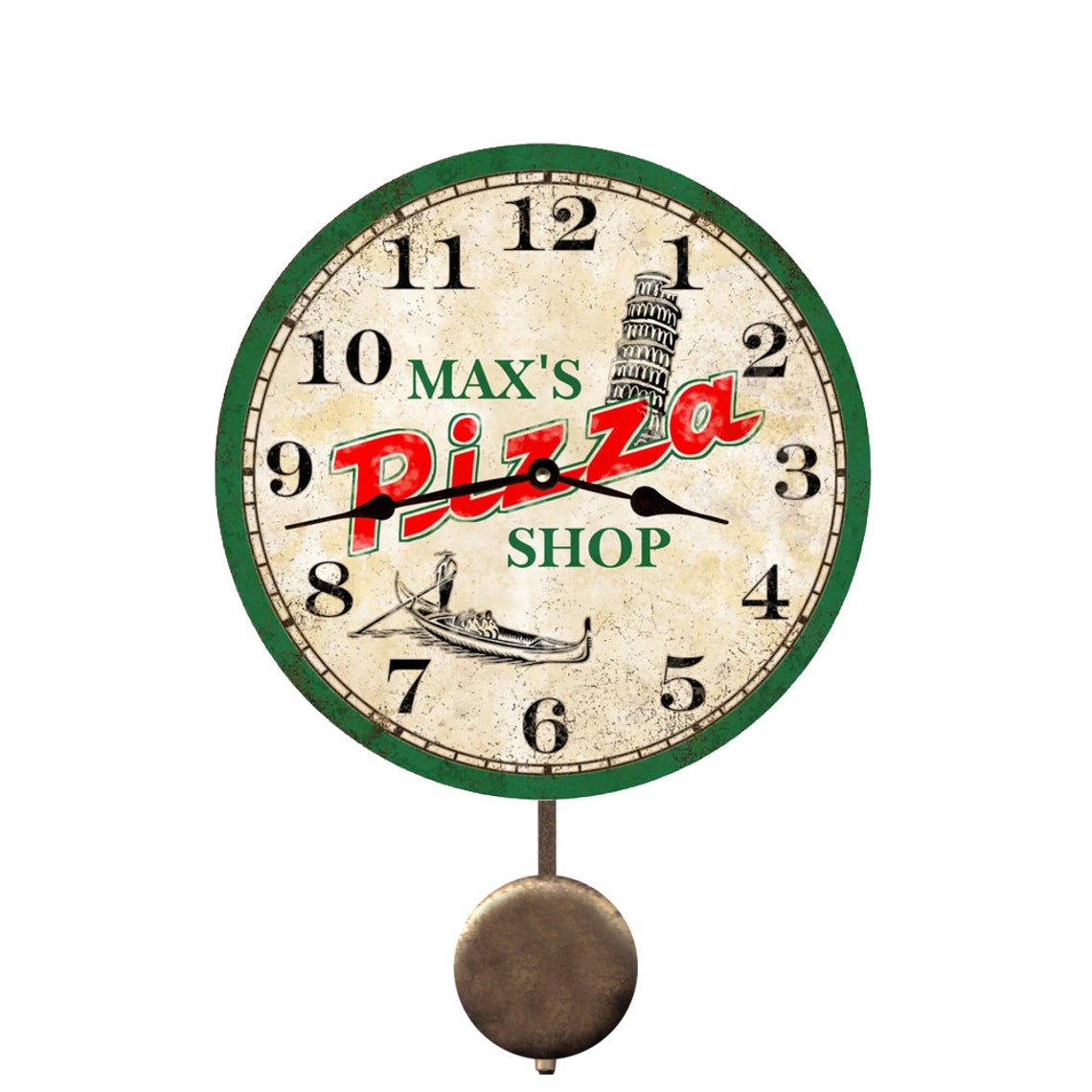 Personalized Pizza Shop Clock Custom Logo Clock | Etsy