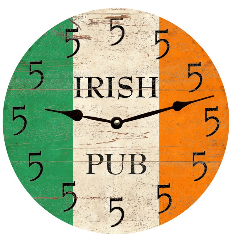 Irish Clock Irish Pub Clock Ireland Flag Clock - Etsy