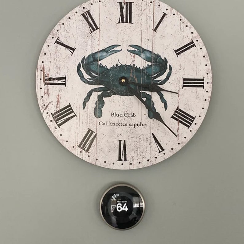 Blue Crab Wall Clock- Rustic Crab Clock - Etsy