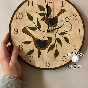 Folk Birds Clock- Birds in A Tree Clock - Etsy