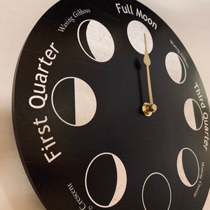 Black Moon Phase Clock- Lunar Phase Clock- Black and White Moon Clock ...