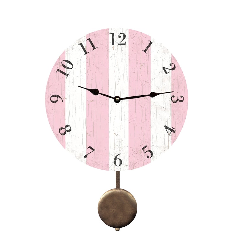 Pink Clock- Pink Striped Clock- Powder Pink Clock - Etsy
