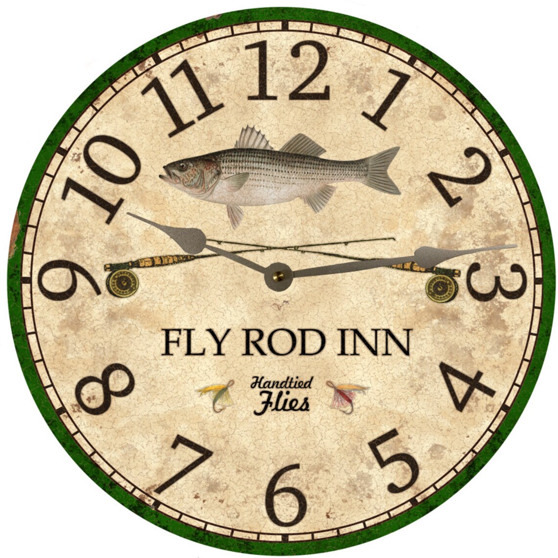 Bass Clock- Fly Rod Inn Fishing Clock - Etsy