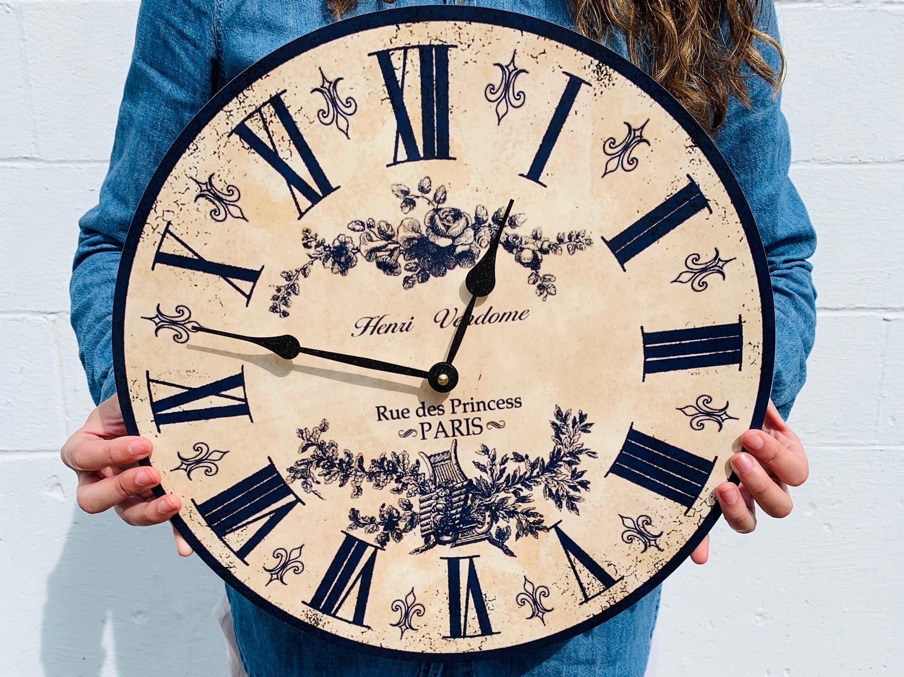 Blue French Toile Clock - Etsy