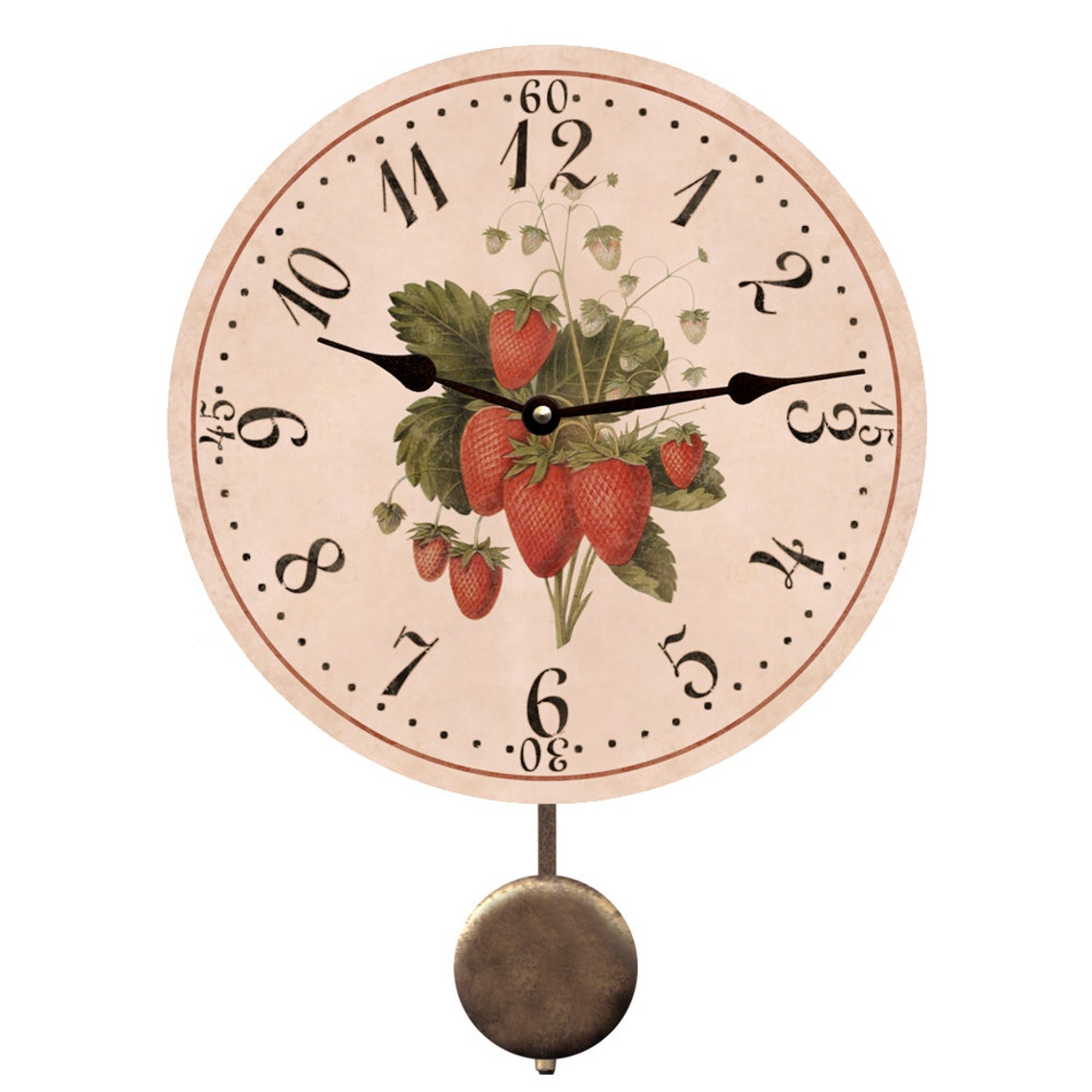Pink Strawberry Clock Strawberry Wall Clock Blush Pink Clock | Etsy