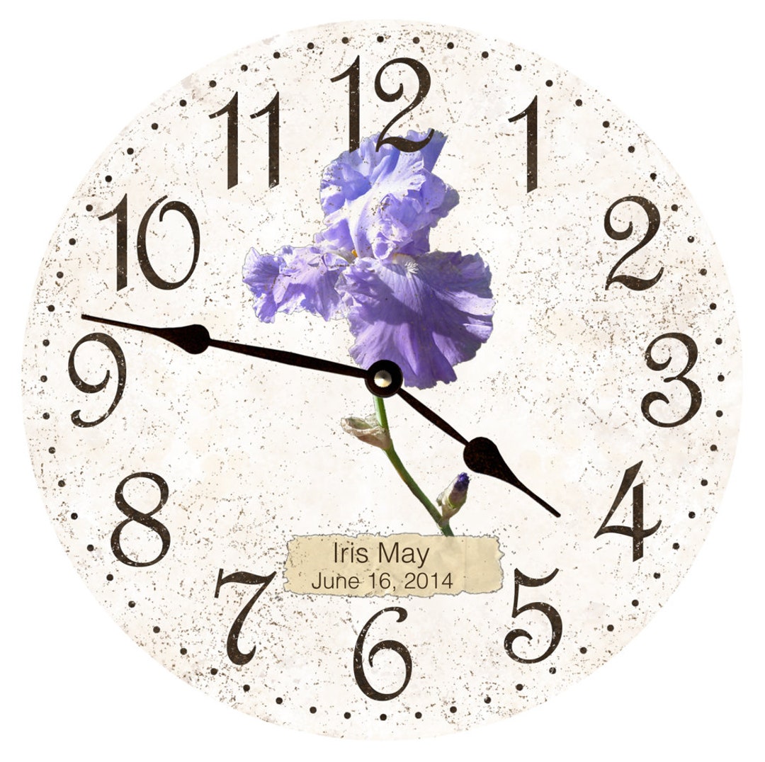 Iris Clock- Personalized Iris Wall Clock - Etsy