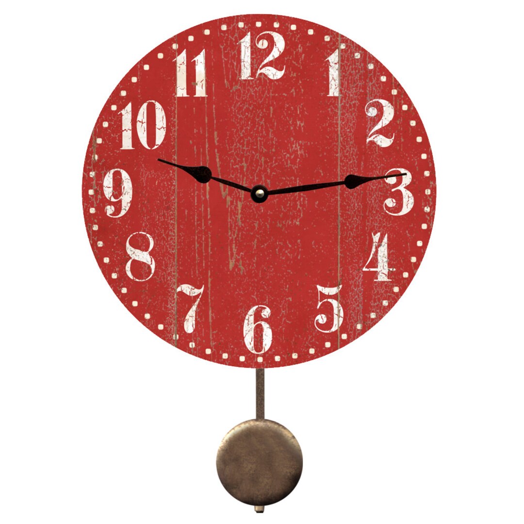 Rustic Barn Red Pendulum Clock - Etsy
