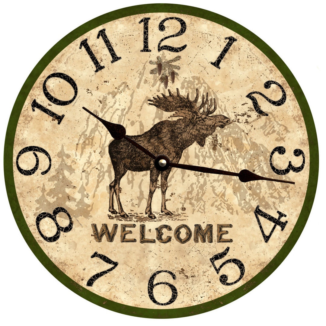 Lodge Clock- Welcome Moose Lodge Clock - Etsy