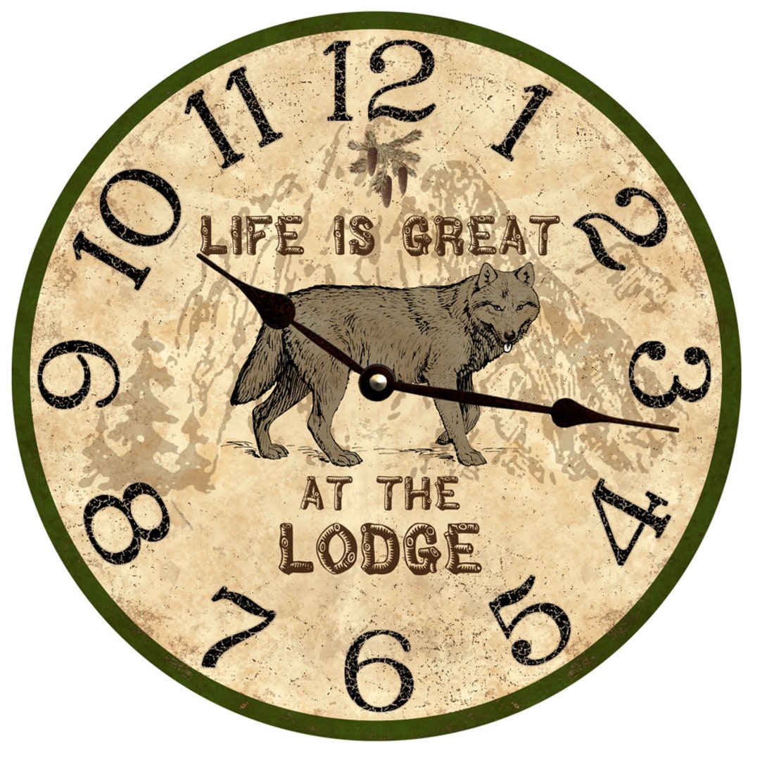 Wolf Clock- Personalized Lodge Clock - Etsy