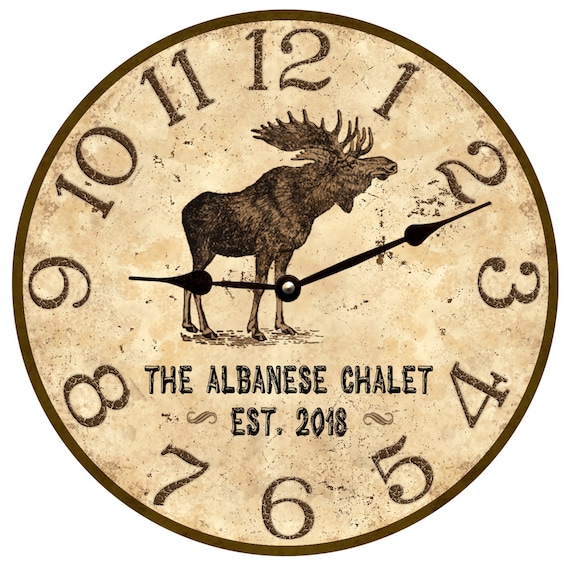 Personalized Moose Clock Moose Wall Clock | Etsy