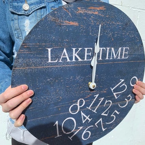 Lake Time Whatever Clock Lake Time Clock Navy Blue Clock - Etsy