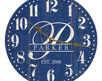 Personalized Monogram Clock Blue Monogram Clock Monogram | Etsy